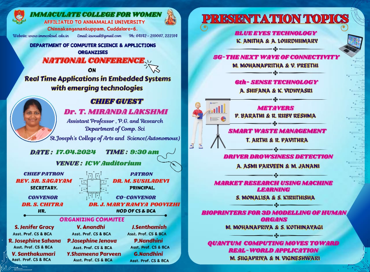 IMMACULATE COLLEGE FOR WOMEN - Dept.of.Computer Science - Conference 2024
